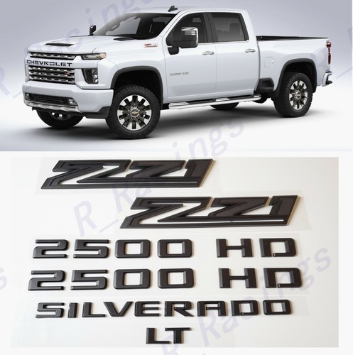 Matte Black Doors 2500HD Fender Z71 Rear Silverado LT Emblem 2019 ...