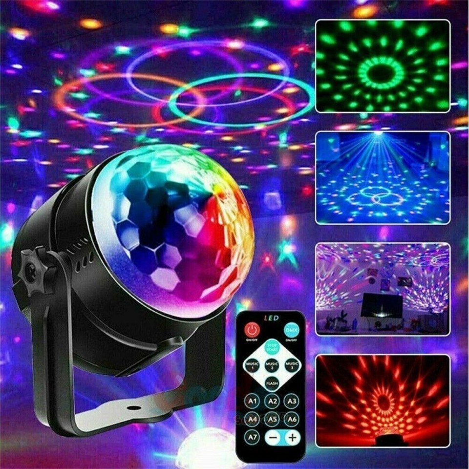 LED Disco Party Light Sound Activated Bulb 7 Colors DJ Strobe Mini ...