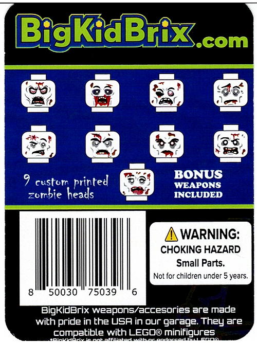 Custom Zombie Head Pack Printed on Genuine Lego Parts -by BKB +Bonus ...