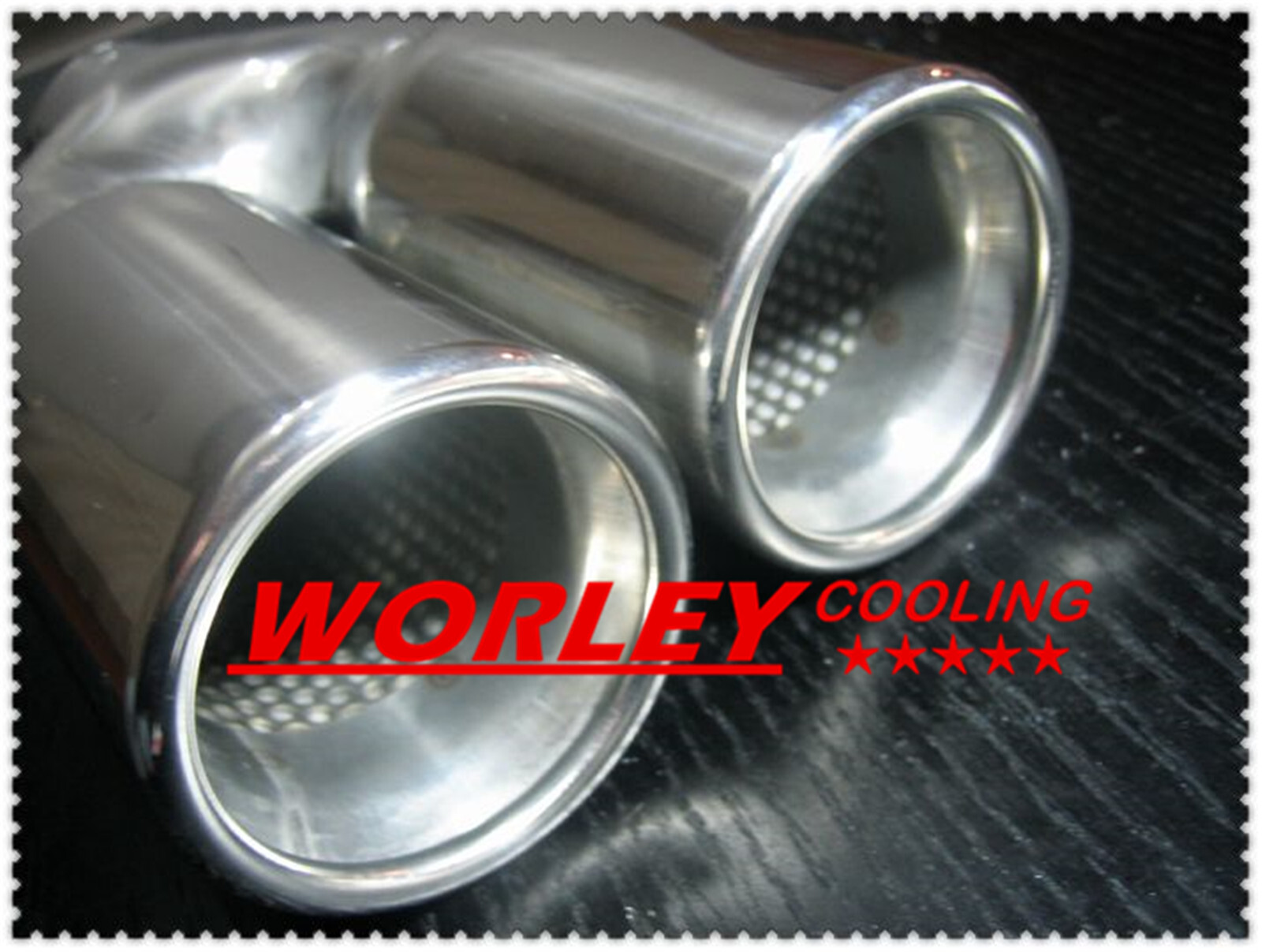 2.25" inlet double round 3" straight cut resonated Exhaust Tip ...