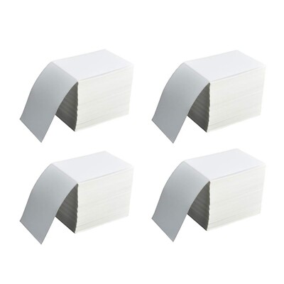 [4 Stacks, 4000 Labels] RBHK Fanfold Labels 4x6 Direct Thermal Shipping ...
