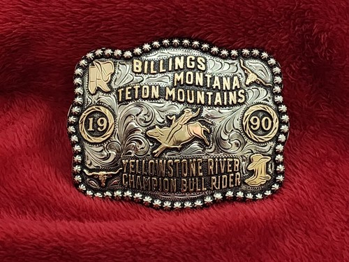 Rodeo☆1990☆X~Treme Bull Riding Champion Trophy Buckle☆Teton Mountains ...