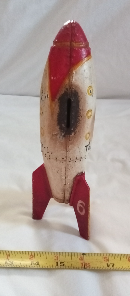 Rocket To The Moon Cast Iron Coin Bank With Painted Antique Finish (9 ...