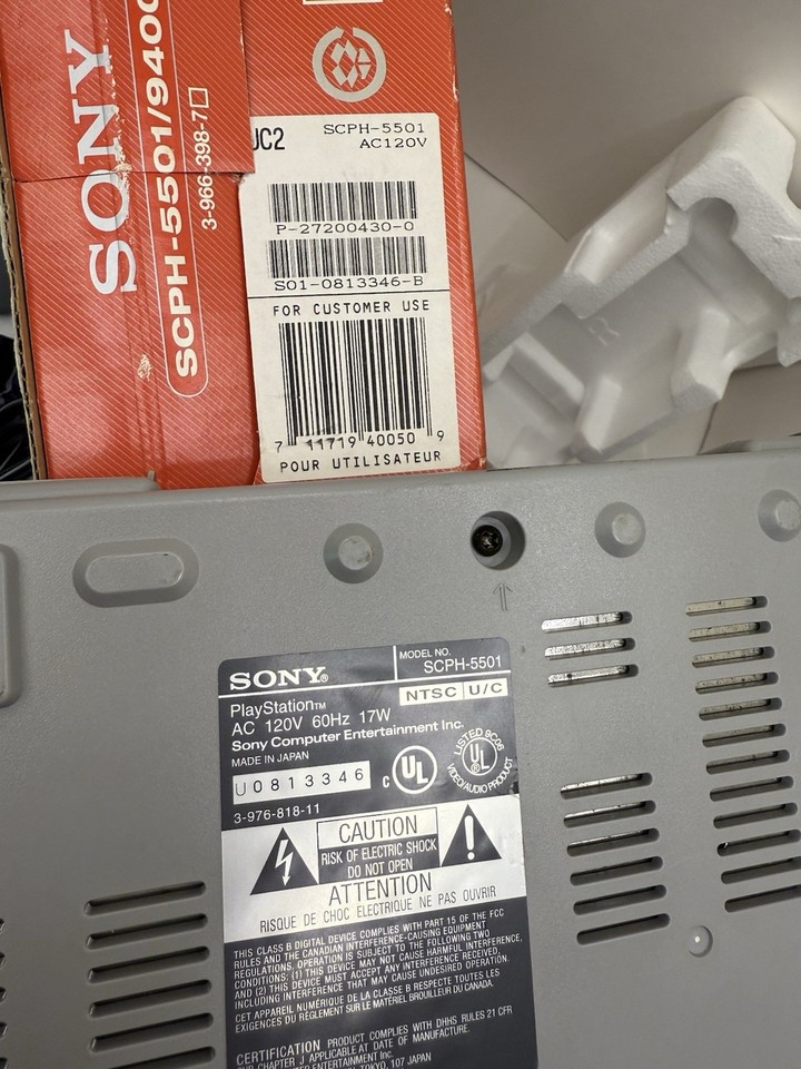 Sony Playstation 1 PS1 Console SCPH-5501. Matching Serial Numbers In ...