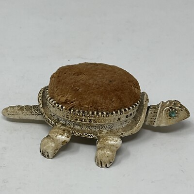 VINTAGE FLORENZA TURTLE BOBBING NODDING NODDER PIN CUSHION W/ Blue ...