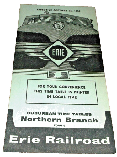 OCTOBER 1958 ERIE RAILROAD FORM 9 NORTHERN BRANCH PUBLIC TIMETABLE | eBay