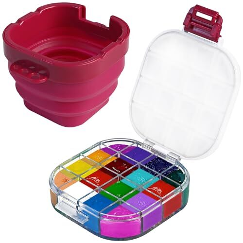 Mini Paint Storage Box 5.1 x 4.2 inches, 16-Well with Airtight Seal for ...