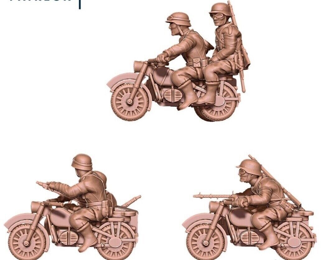 WWII German 3 x Motorcycles & Sidecars 28mm (1/56) Wargames ...