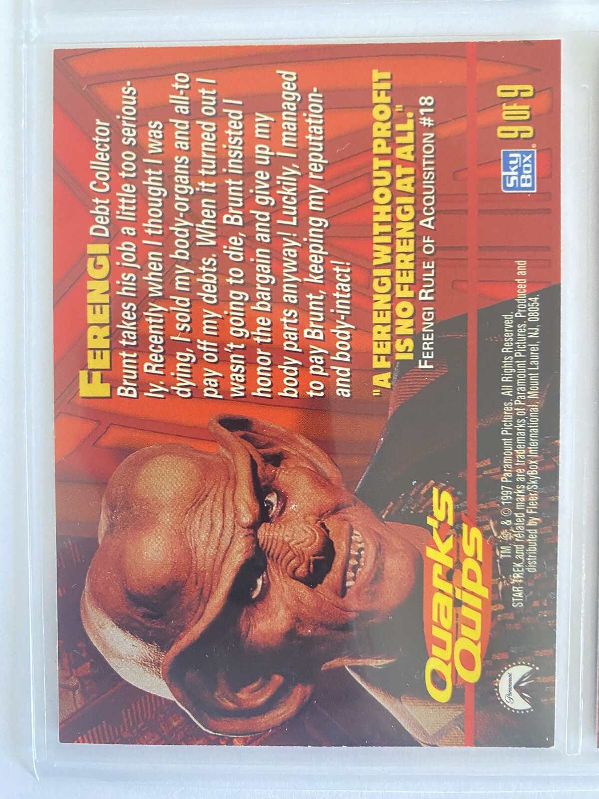 Star Trek Deep Space Nine Quarks Bar Quips Trading Cards 1-9 Skybox ...