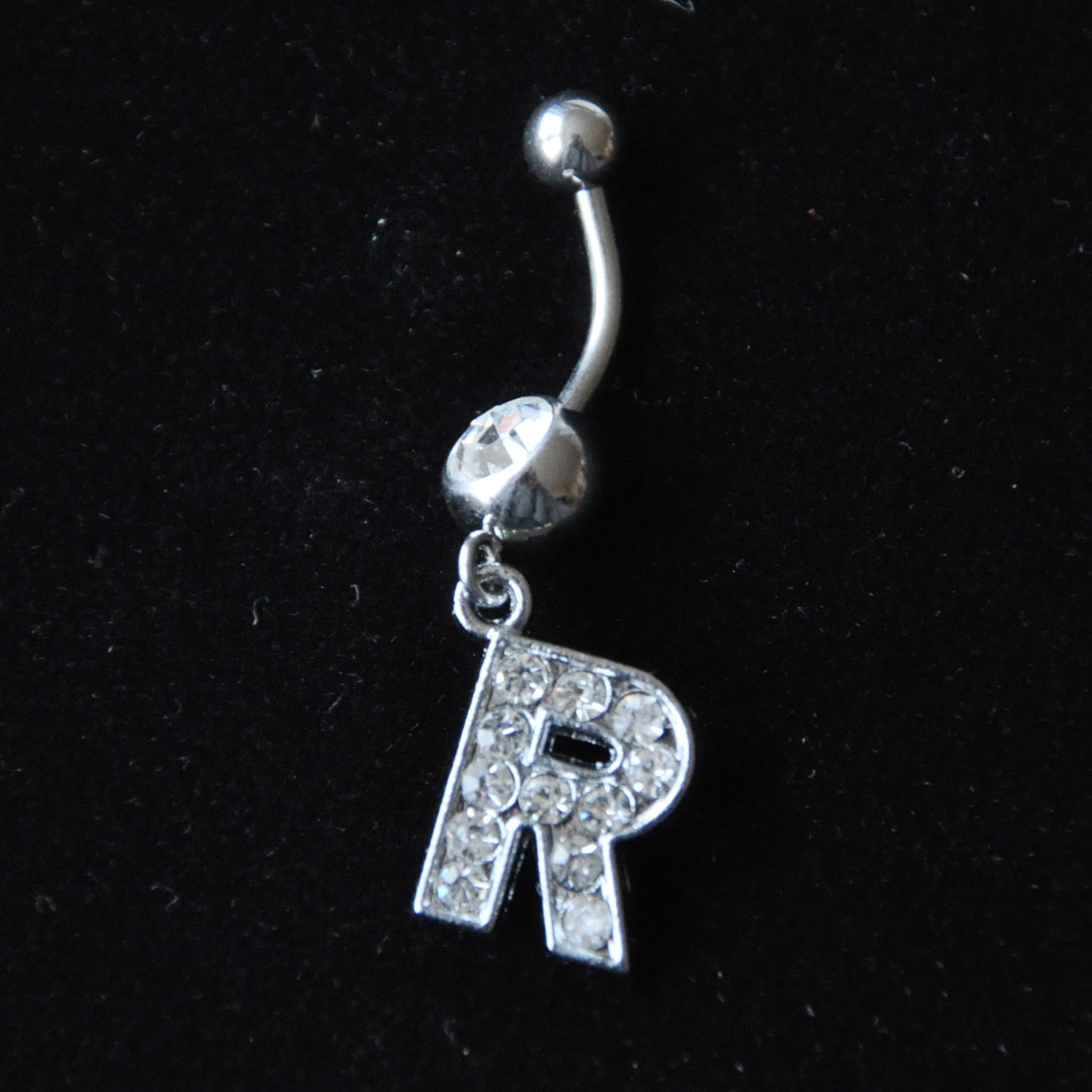 1 x Sparkle Stunning Initial Alphabet Letter Belly Bar Ring Navel ...