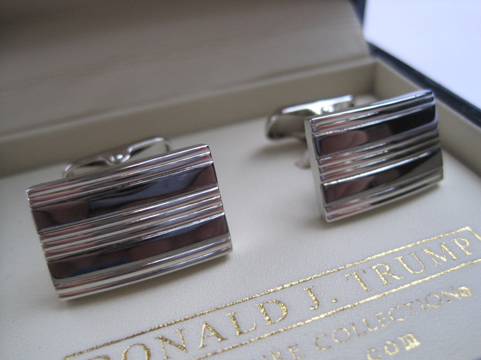 Donald J Trump Signature Collection Silver-Tone Horizontal Stripe ...