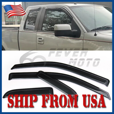 Fit 2004-2014 Ford F150 Extended Cab Window Visors Sun Rain Guards ...
