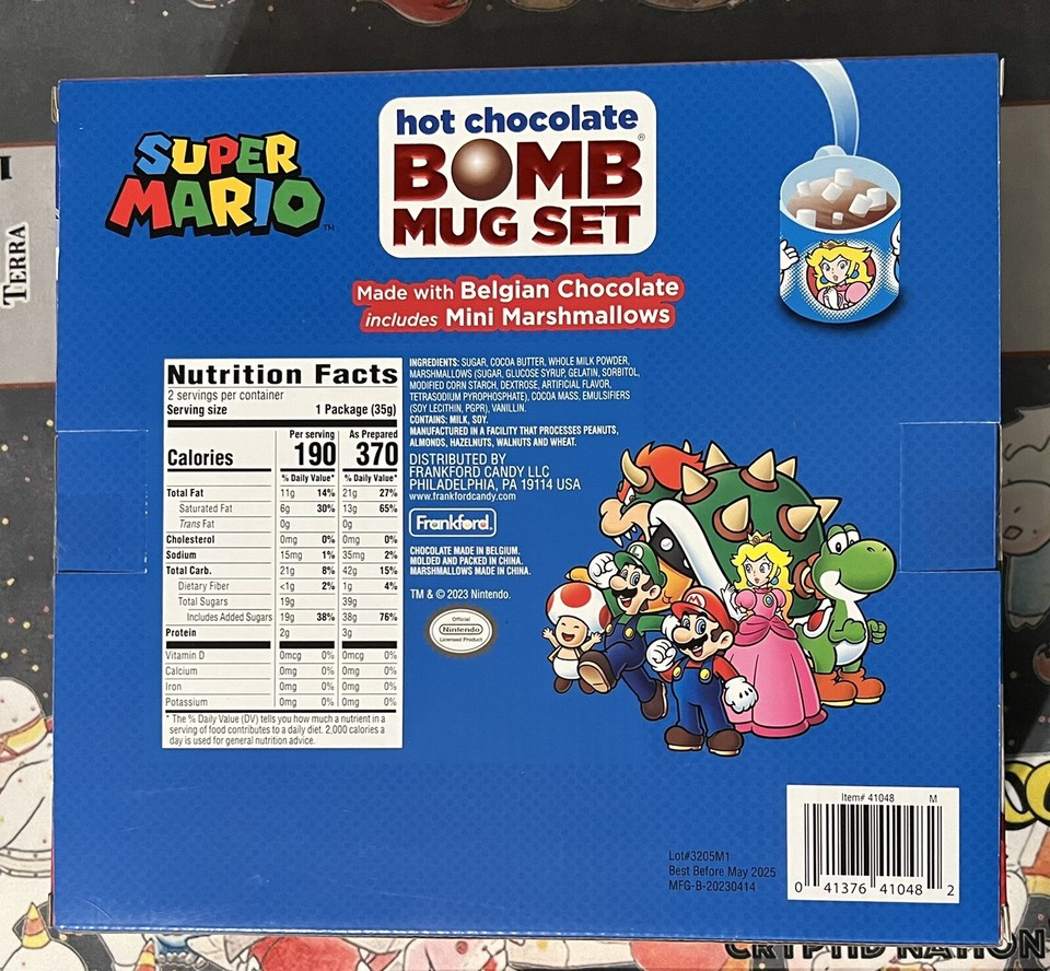 Super Mario Hot Chocolate Bomb Holiday Mug Set 2 Pack Mugs NEW IN HAND ...