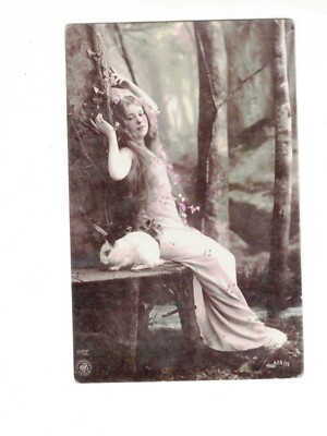 Postcard NPG Woman is sexy pose in the wood Glamor Fantasy RPPC TA1794 ...