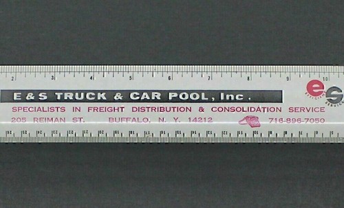 Buffalo NY Shipping Freight Vintage Metal Advertising Ruler E&S TRUCK ...