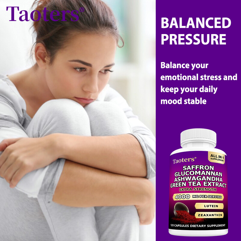 Saffron, Ginseng, and Green Tea Capsules for Stress Relief - 120 ...