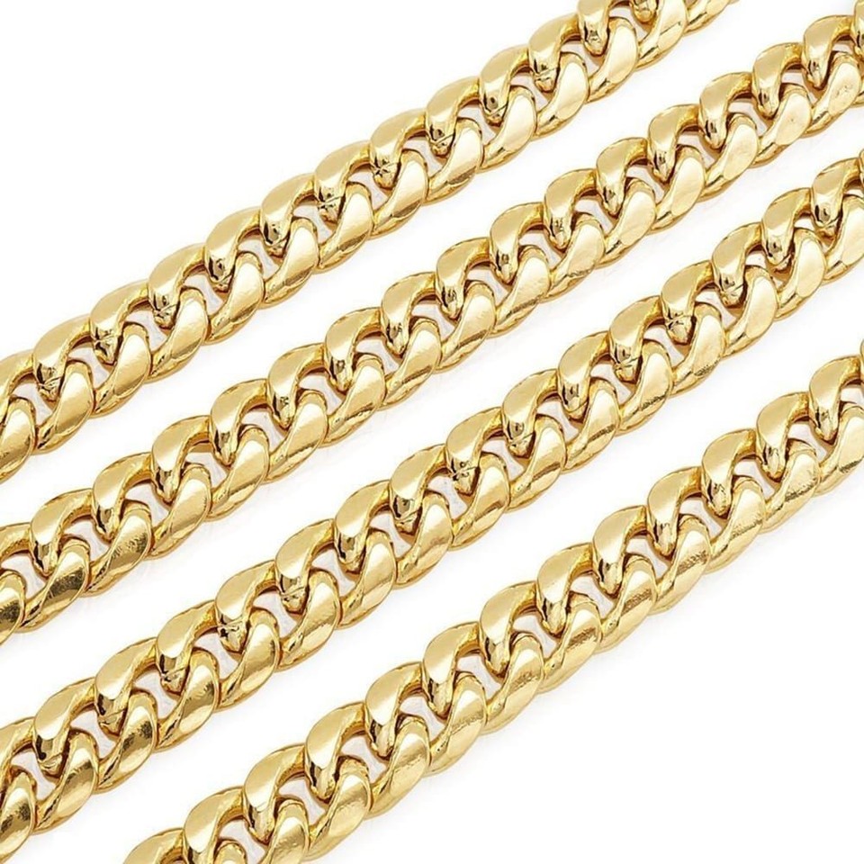14K Yellow Gold 9.5mm Miami Cuban Chain Box Lock (Hollow) 24"-30" | eBay