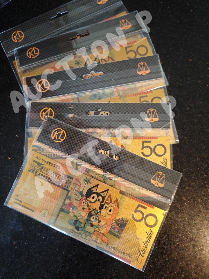 Bluey Collectable 50 Dollar Bucks Banknote 24k Gold Foil (Free Post ...