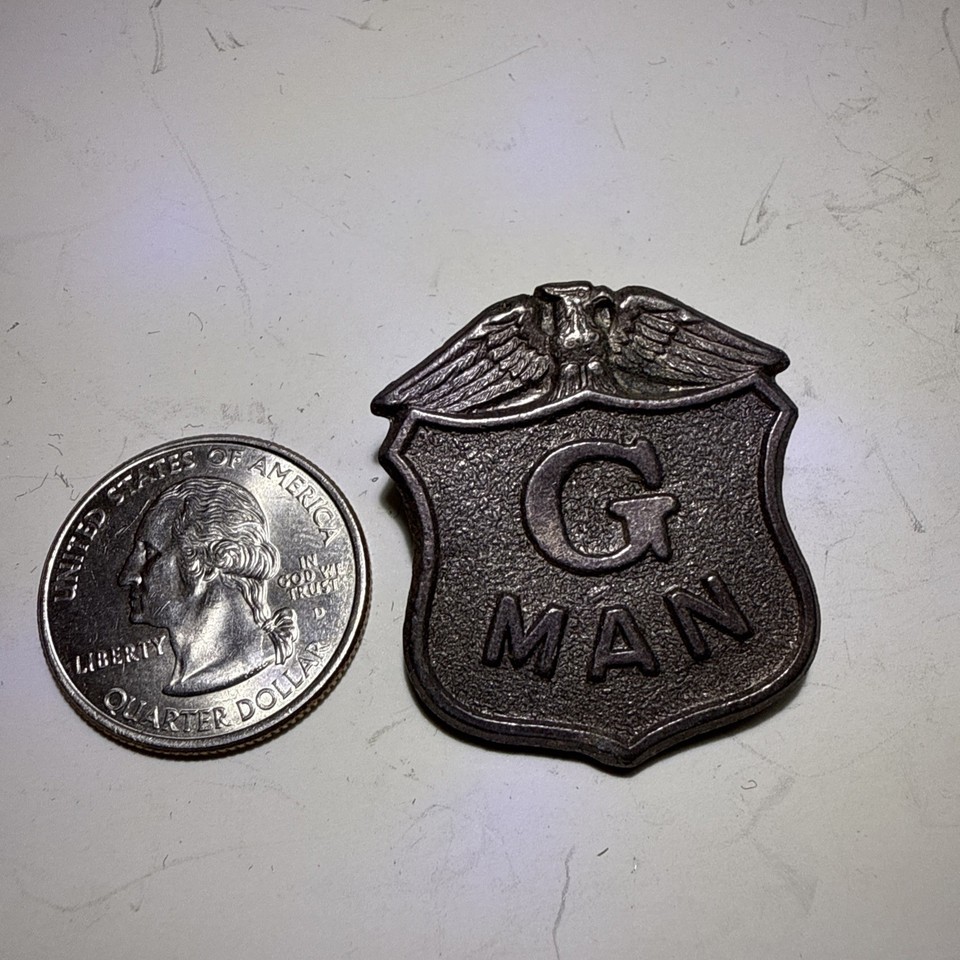 Vintage Crackerjack Metal Prize G Man Badge Button | eBay