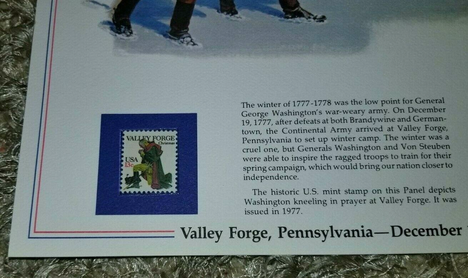 George WASHINGTON AT VALLEY FORGE Kneeling in Prayer 1977 13 cent Stamp ...