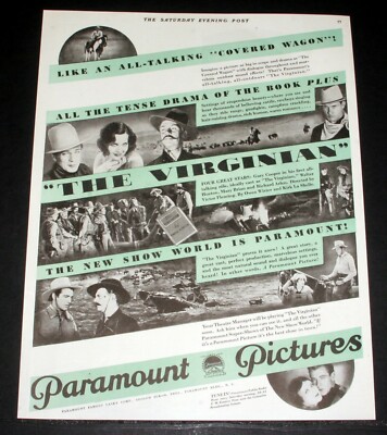 1929 OLD MAGAZINE PRINT AD, PARAMOUNT PICTURES, THE NEW SHOW WORLD IS ...