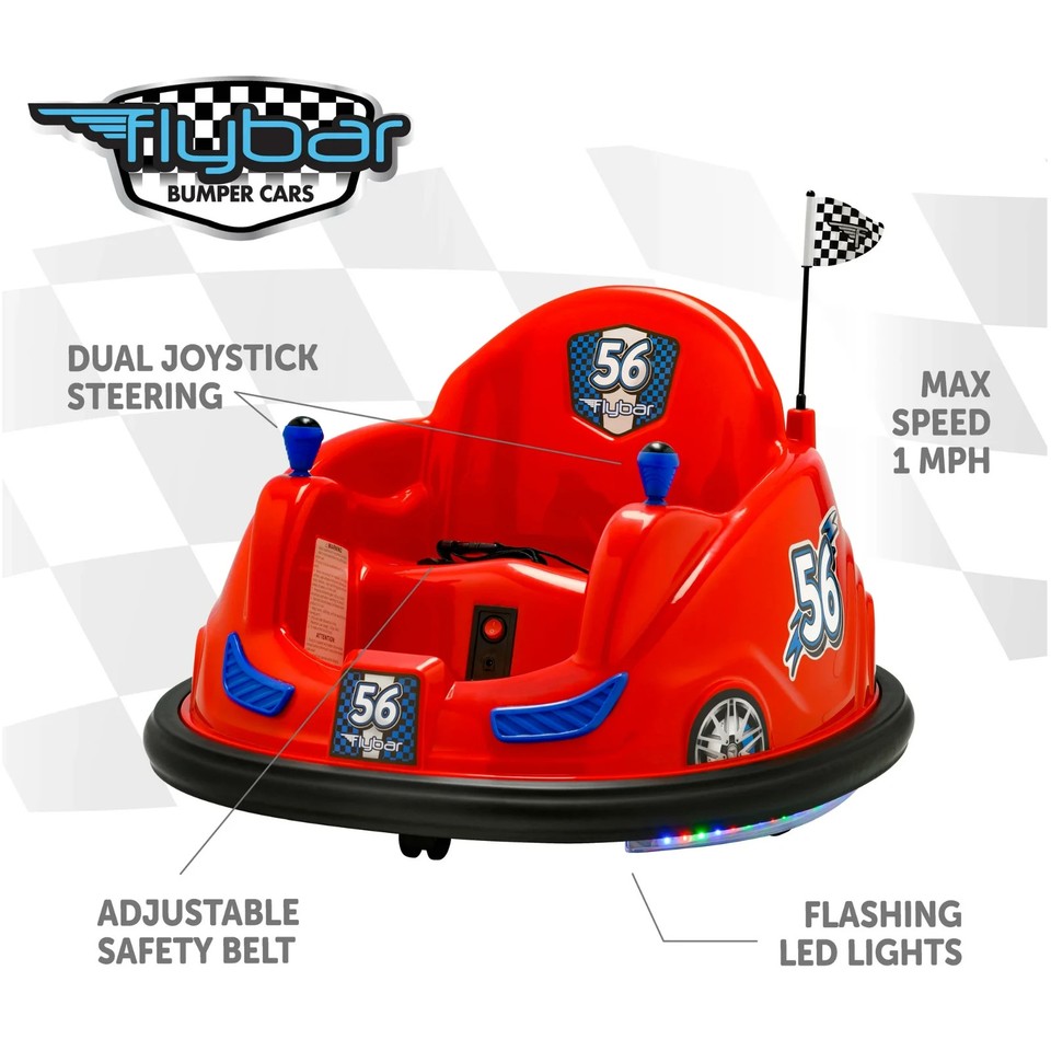 Flybar Battery-Powered Bumper Car Ride-On, Ages 18-48 Months, Red | eBay
