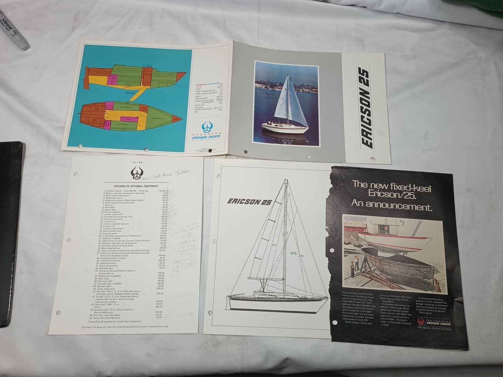 Ericson 25 Vintage Sailboat Color Boat Ad Pamphlet Brochure F8215 | eBay