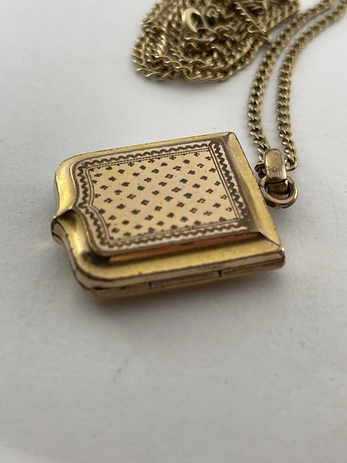 Antique French Gilt Locket Pendant Necklace Hand Engraved Motifs on ...