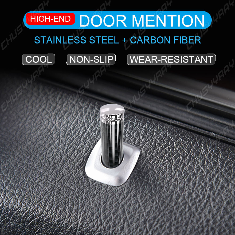 4*Universal Car Door Lock Knob Pins Carbon fiber Auto Interior Cover ...