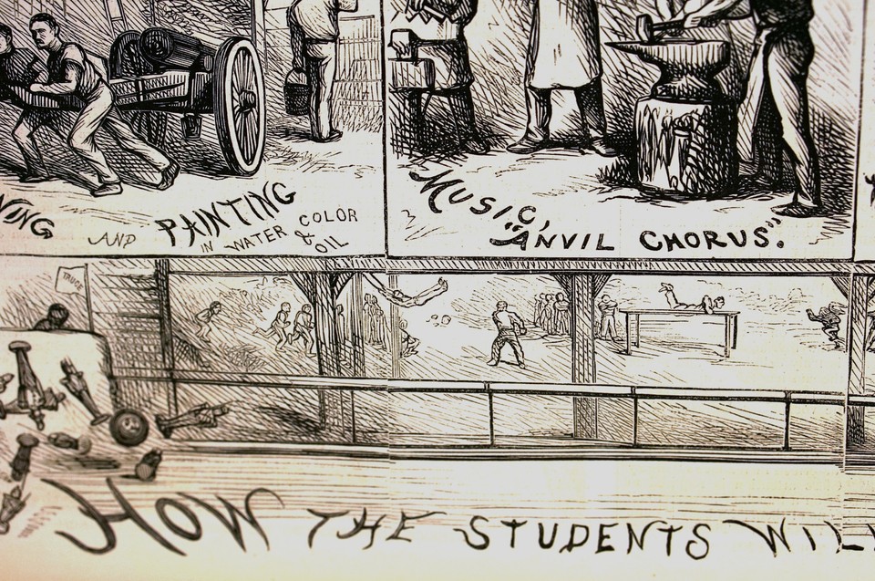 Thomas Nast 1869 COLLEGE REFORM No Smoking Drinking MATH SCIENCE Print ...