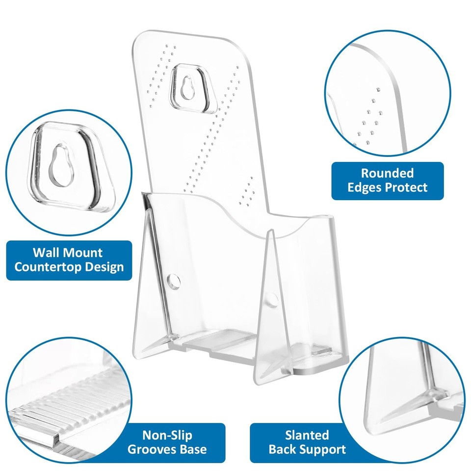 Acrylic Brochure Holder, 2 Pack Plastic Trifold 4 Inches Wide Pamphlet ...