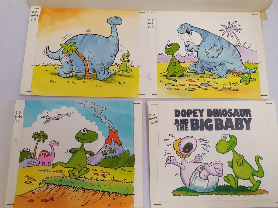 Vintage 1980's Mike Higgs Dopey Dinosaur Original Colour Artwork FULL ...