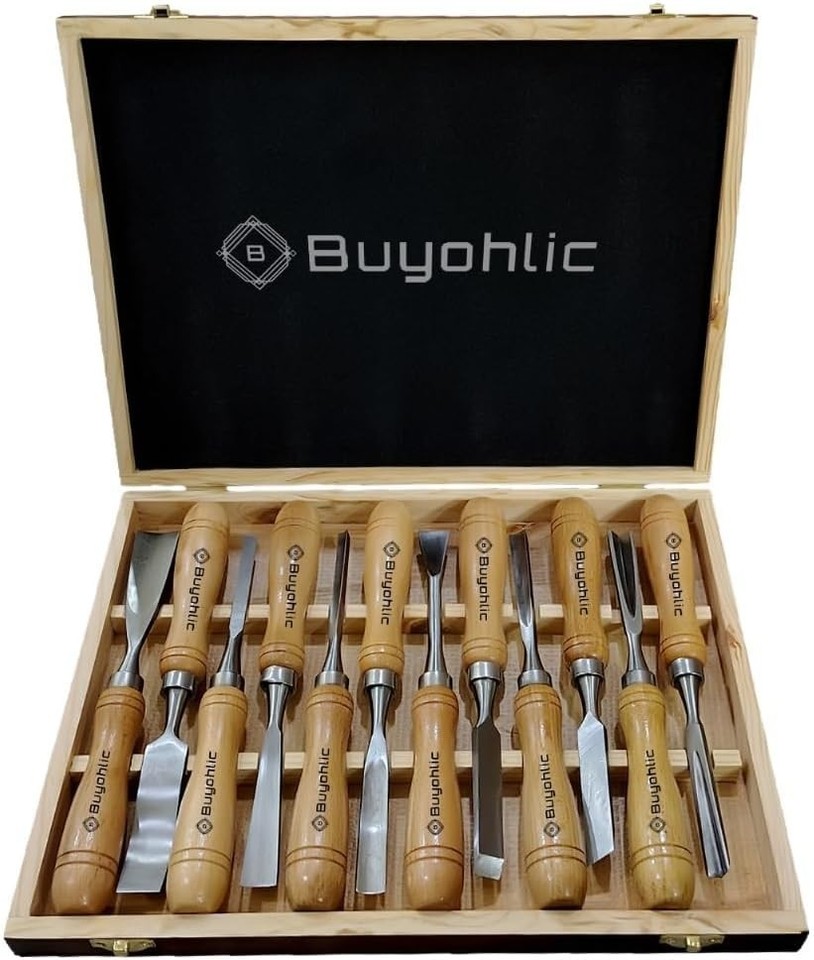 12Pc Wood Chisel Set CR-V 60 Steel Razor Sharp w/ Wooden Box | eBay