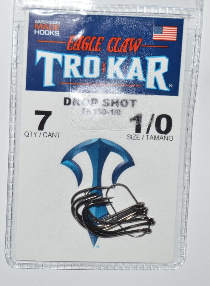 3 packs trokar drop shot finesse soft plastic worm hook size 1/0 tk150 ...