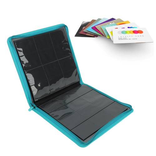 12 Pocket Card Binder Holder PU Leather 480 Side Loading Pocket Binder ...