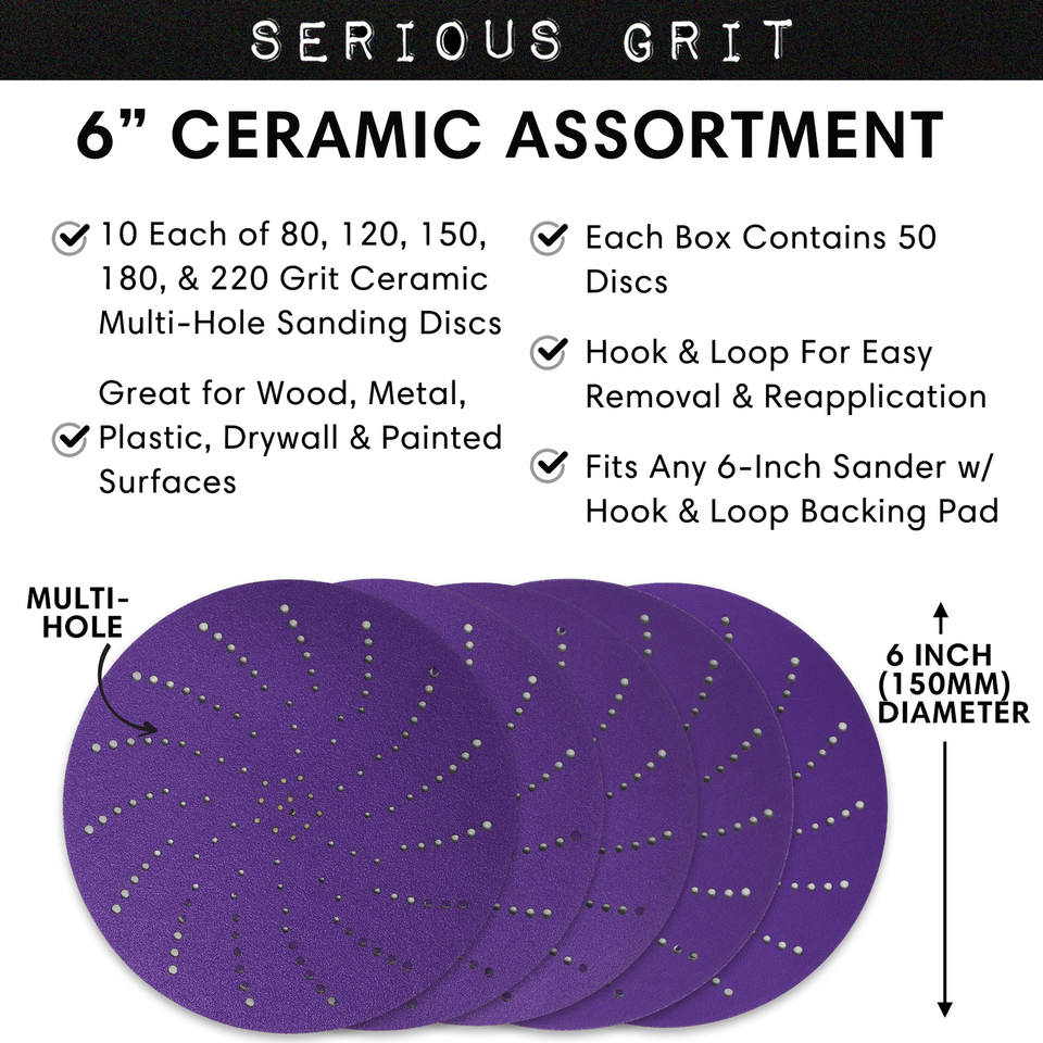 6" Ceramic Multi-Hole Hook & Loop Discs | eBay