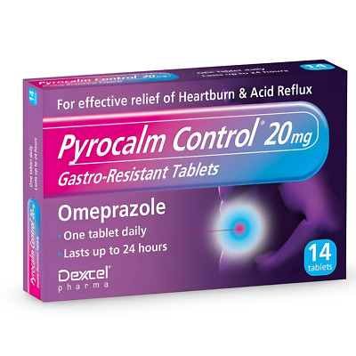 Pyrocalm Control 20mg Tablets for Heartburn & Acid Reflux (14 Tablets ...