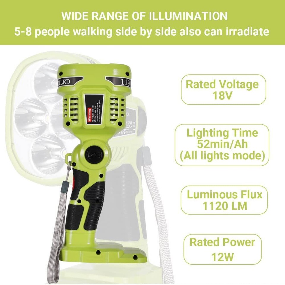 for Ryobi 18V ONE+ Lithium Ion Cordless LED Spotlight Torch Lantern 12W ...