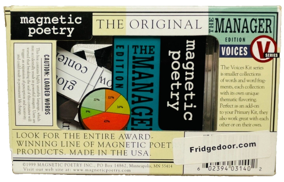 NWT Magnetic Poetry The Manager Edition, 240 Word Magnets, Fun, Team ...