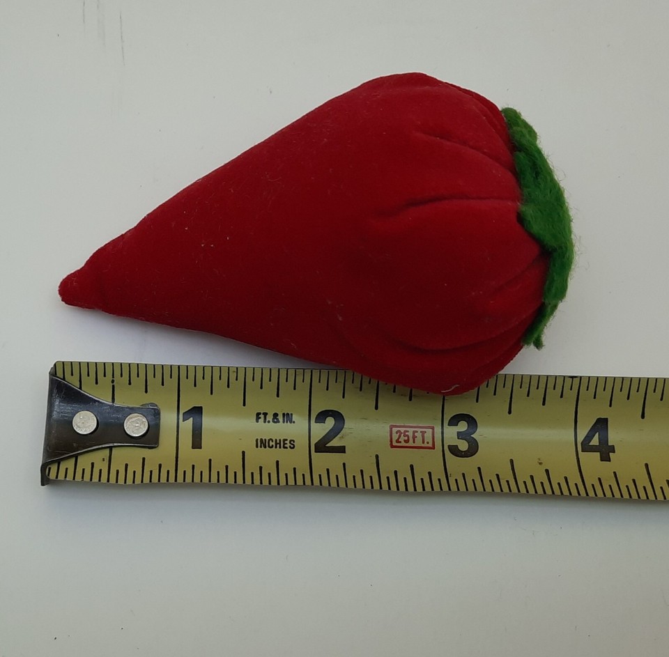 4 Vintage Velour Strawberries, Millinery, Felt, Fabric, Textile Art | eBay