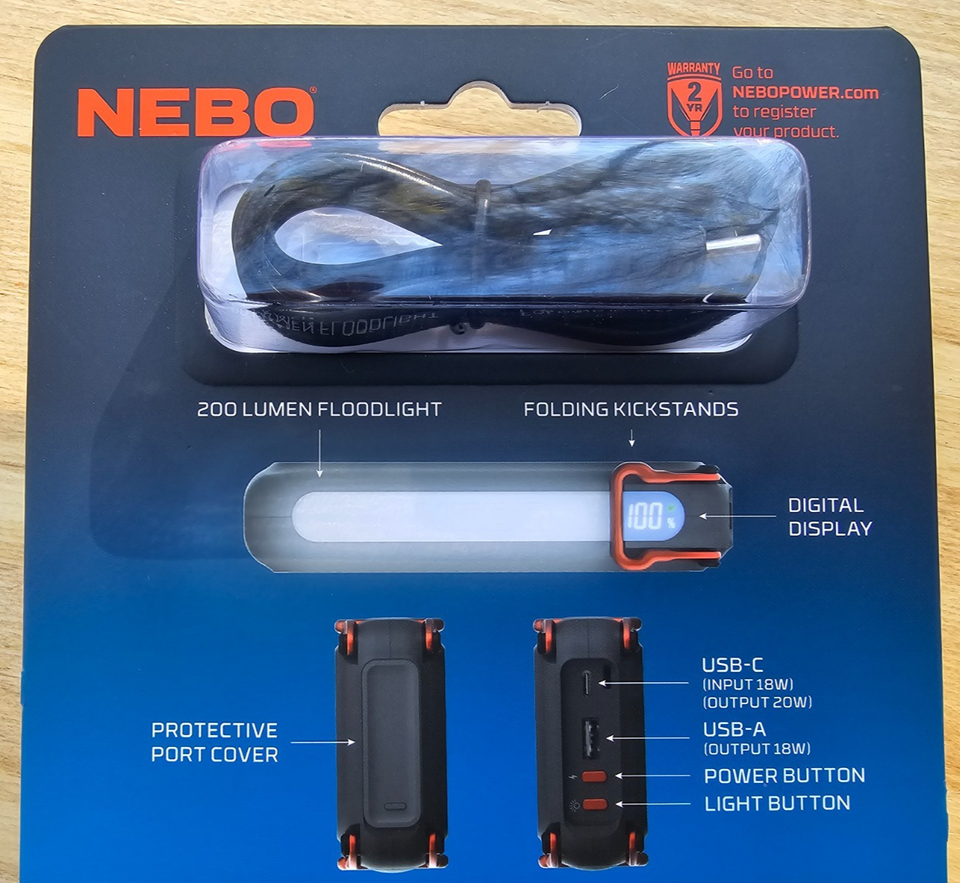 NEBO Rambler Durable 20K Power Bank COB Floodlight Brand New Sealed NEB ...