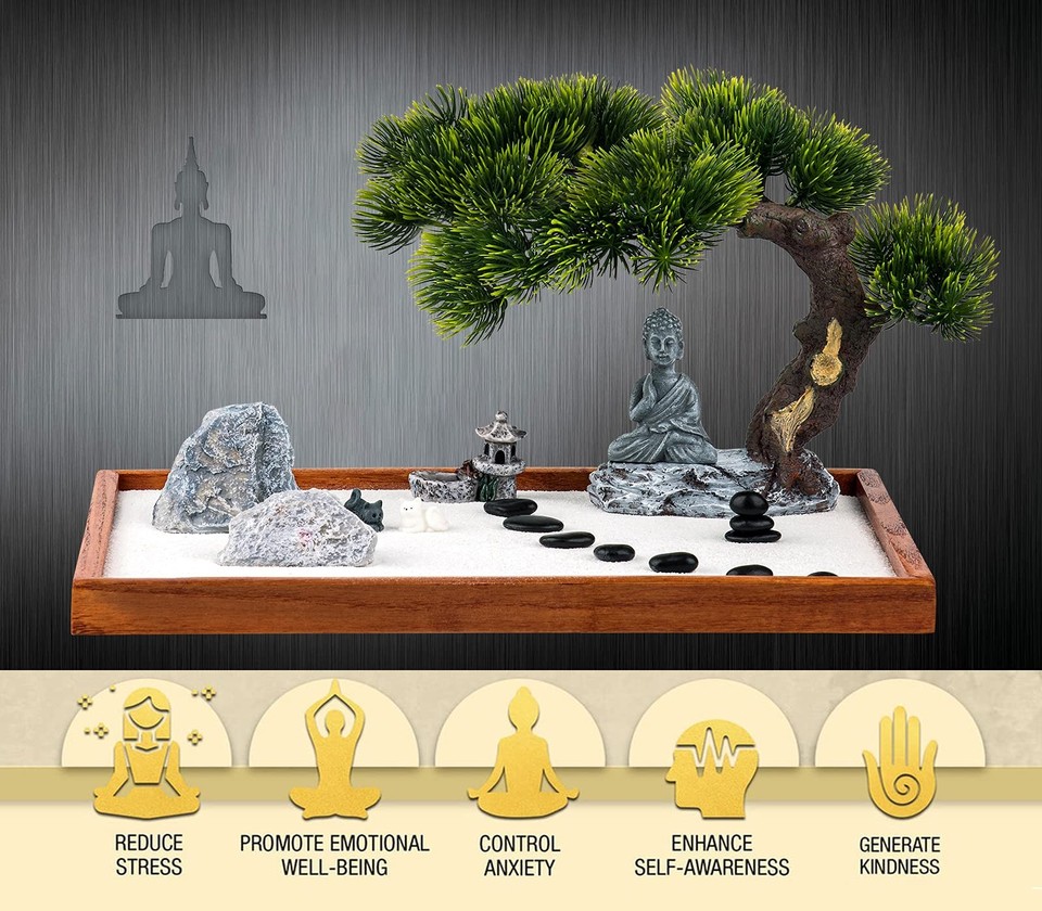 Zen Garden Kit - Mini Jardin Zen Garden for Desk with Buddha Shape ...