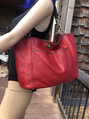 RHYTHM & RHYME By Colleen Langston Red Genuine Leather Embossed ...