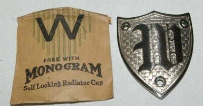 NOS 1920's-1930's Monogram Full Size Metal Motometer Cap Shield Letter ...