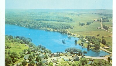 FINDLEY LAKE,NEW YORK-AERIAL APPROACH TO LAKE-FACING-VILLAGE-#1185-(NY ...