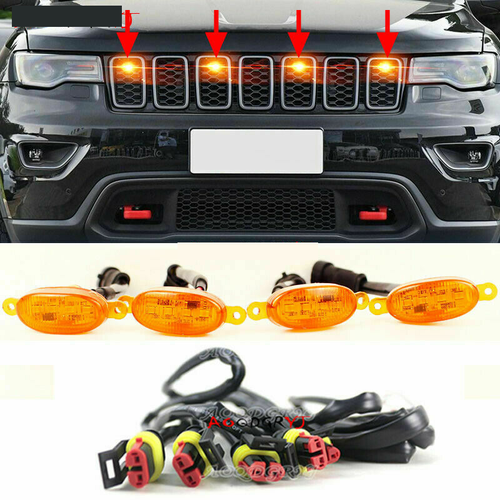 4Pcs For Jeep Grand Cherokee 2011-2021 Front Grille LED Lights Raptor ...
