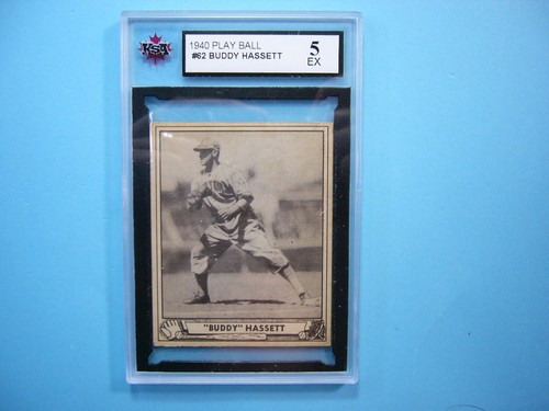 1940 PLAY BALL GUM INC. MLB BASEBALL CARD #62 BUDDY HASSETT KSA 5 EX ...