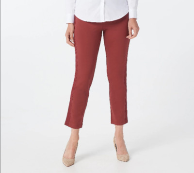 Joan Rivers Signre Knit Ankle Pants w/Grosgrain Trim-Brick-Small-NEW ...