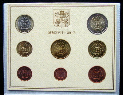 2017 Vatican Italy rare official complete set euro 8 coins UNC Pope ...