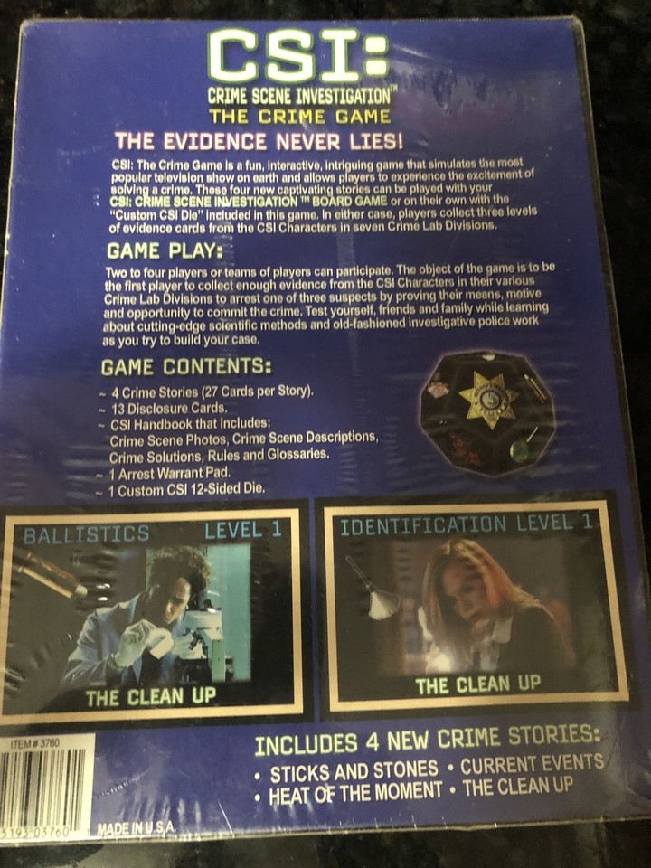 CSI (Board Game, 2004) the 8 crime stories scene investigation NEW ...